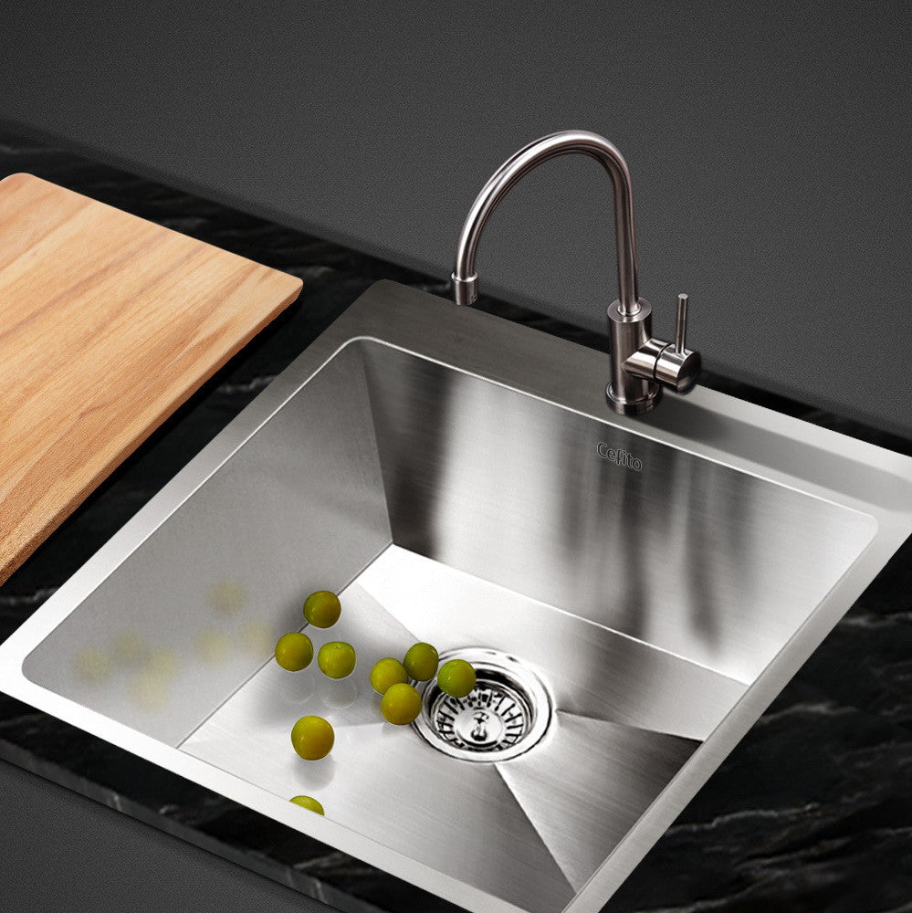 Cefito Stainless-steel Kitchen Sink Silver Under/Top/Flush Mount 53cm x ...