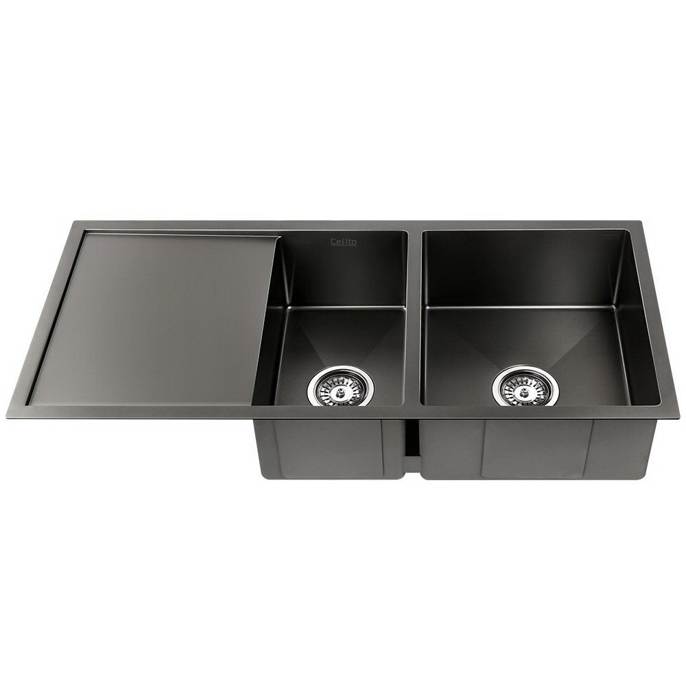 Cefito Kitchen Sink 100X45CM Stainless Steel Basin Double Bowl Laundry