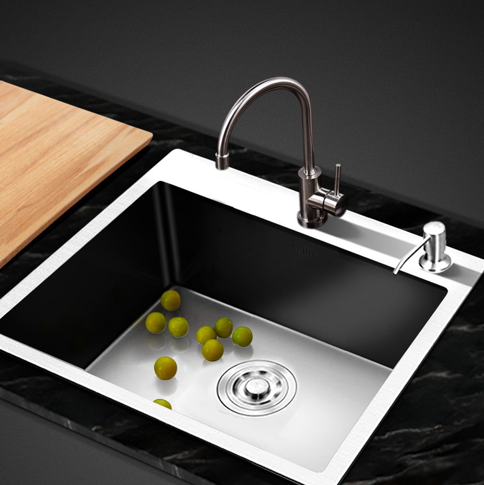 Cefito Stainless-steel Kitchen Sink Silver Flush/Drop-in Mount 55cm x 45cm